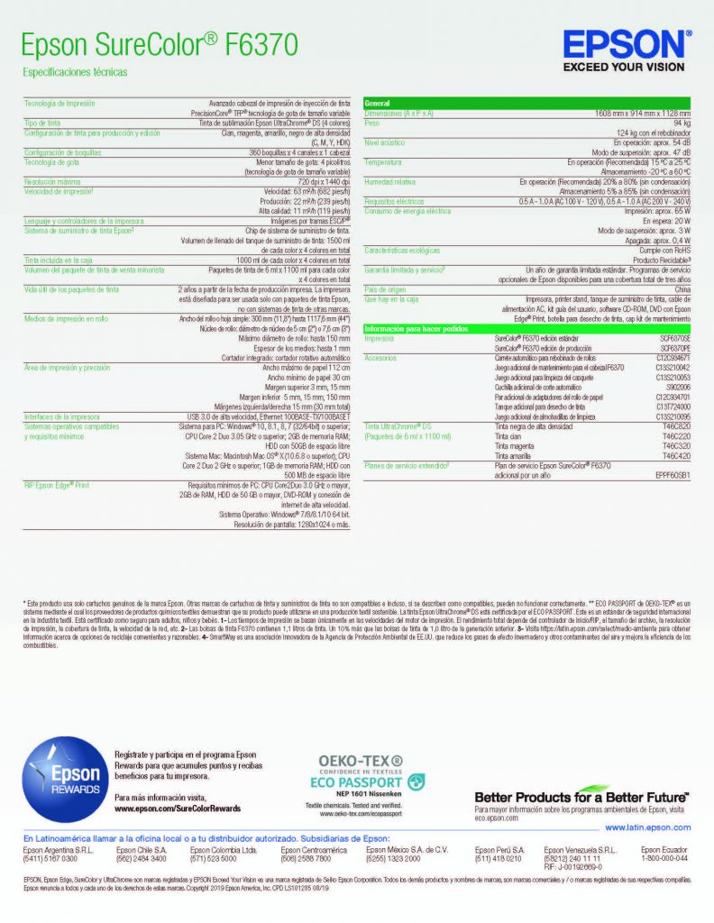 SCF6370PE Impresora Epson SureColor F6370 – Grupo Mas Digital