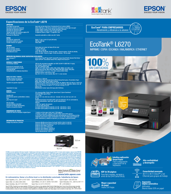 C11CJ61301 Impresora Multifuncional Epson EcoTank L6270 – Grupo Mas Digital